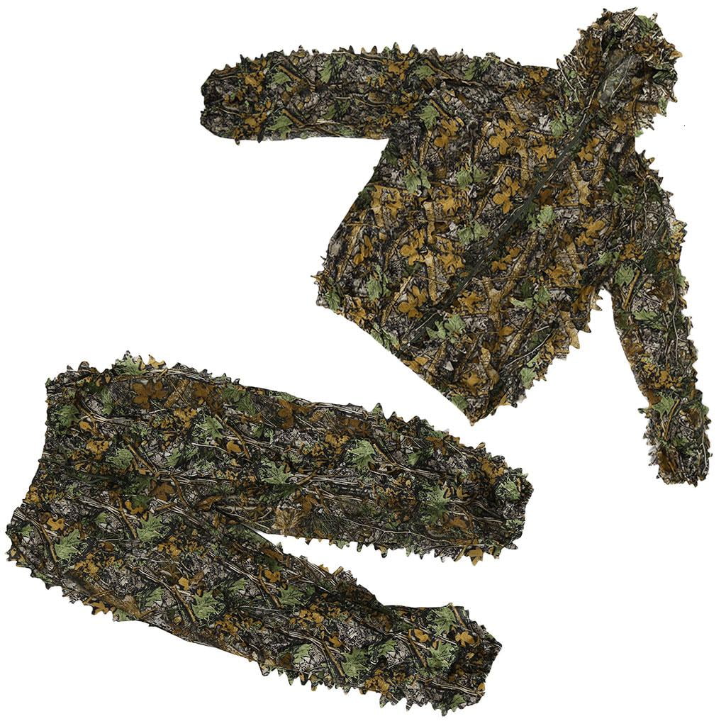 1 Set Hunting Clothes 3D Leaf Coat Trousers Camouflage Outdoor Jungle ...