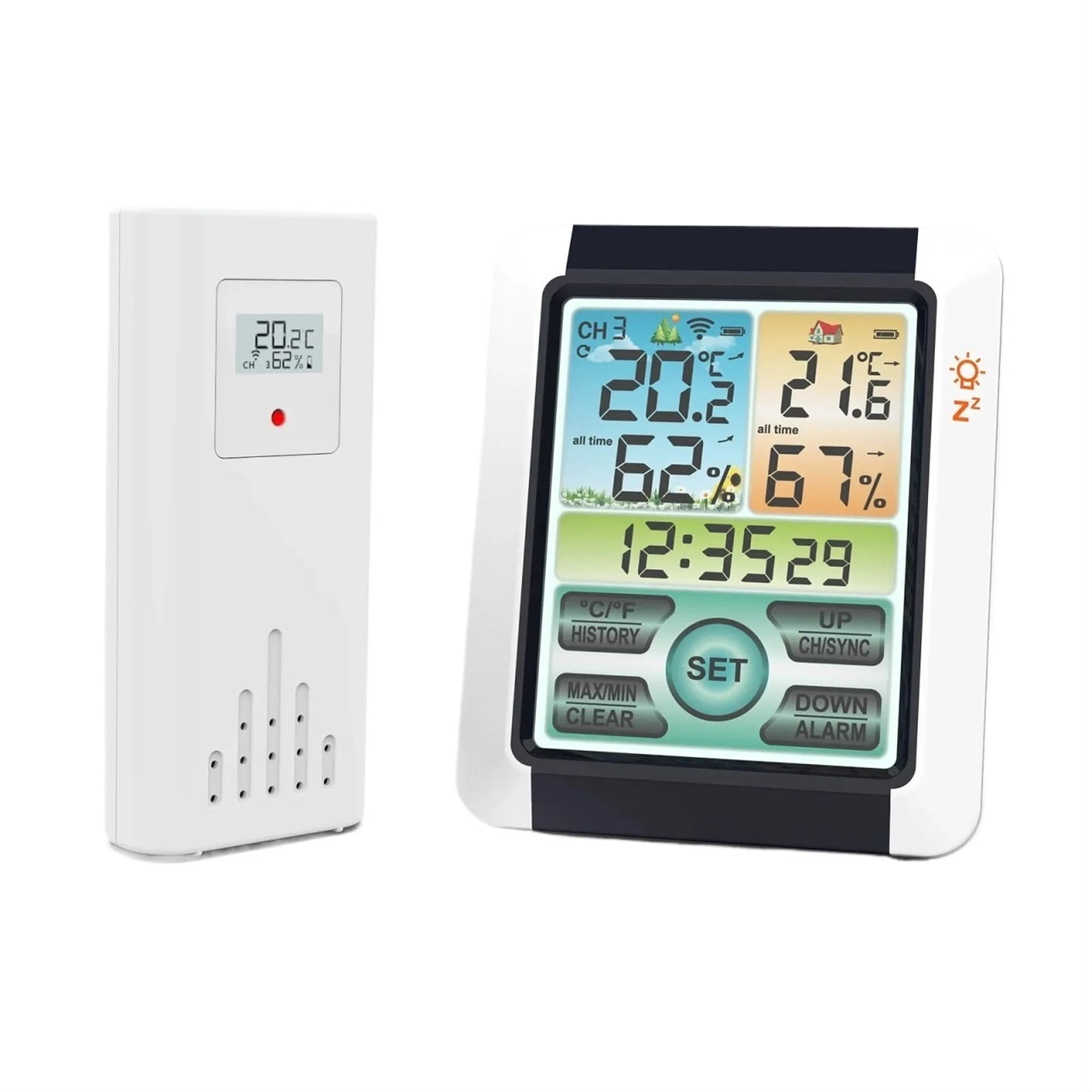 1 Set Indoor and Outdoor Wireless Temperature and Humidity Meter Color ...