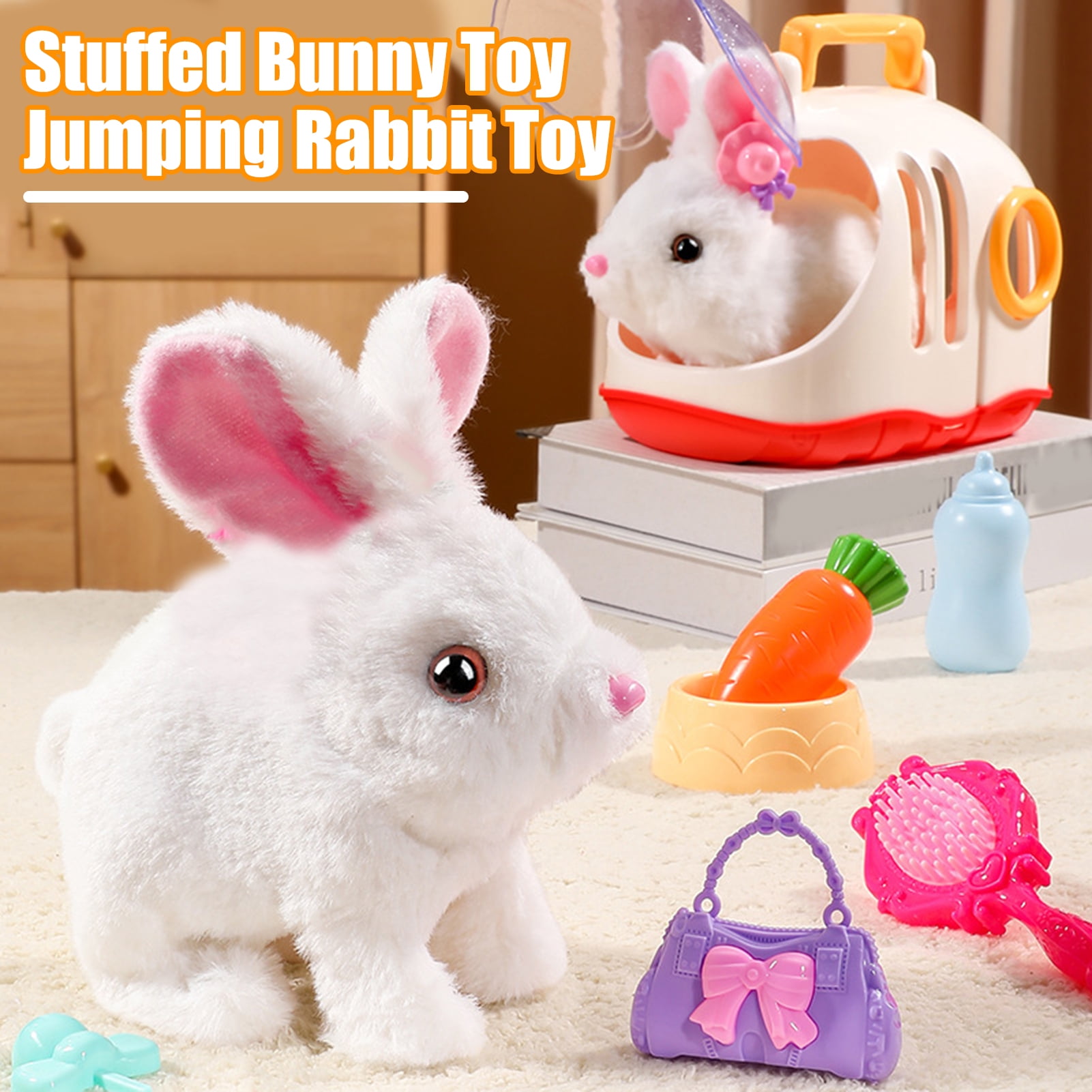 1 Set Interactive Bunny Plush Toy Walking Barking Moving White Rabbit ...