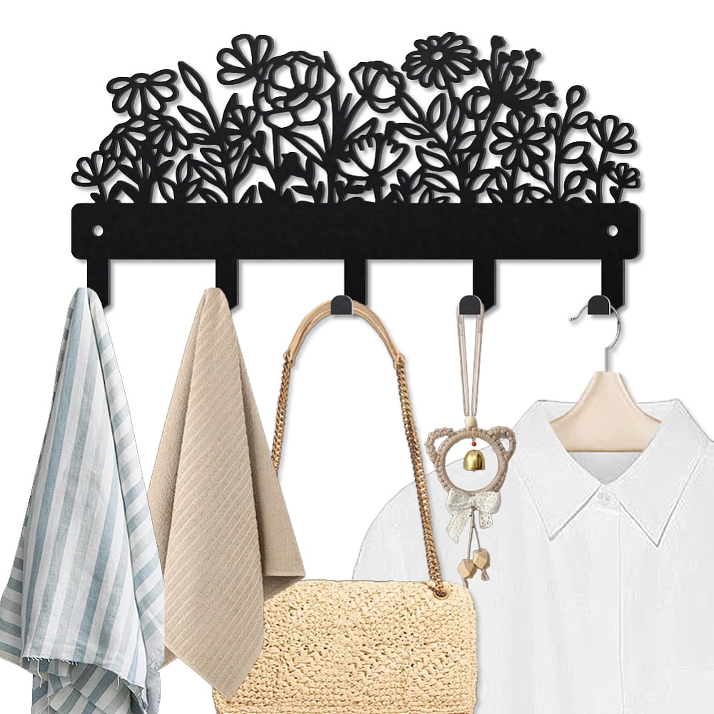1 Set Iron Wall Mounted Hook Hangers Decorative Organizer Rack with ...