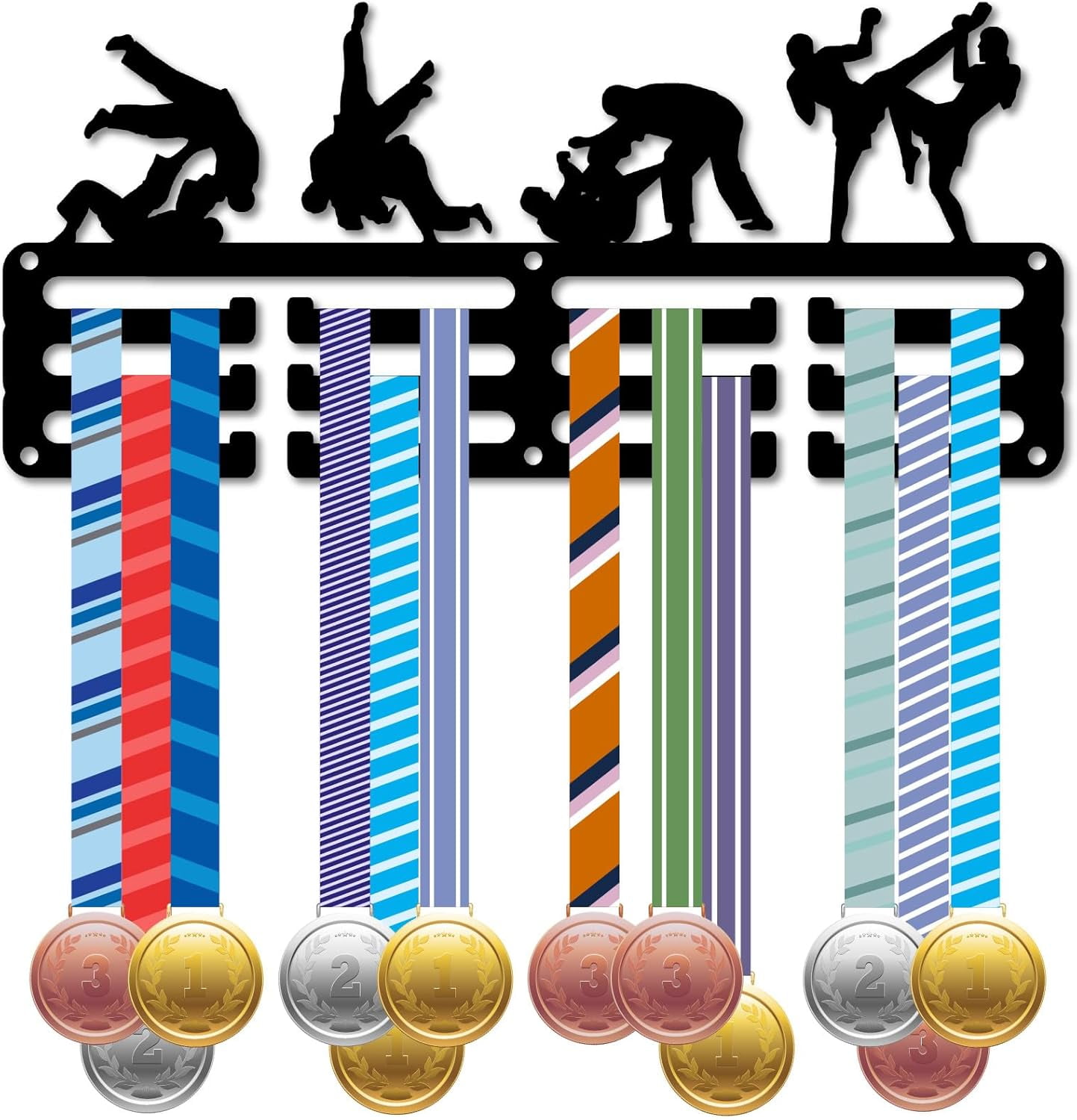 1 Set Jiu Jitsu Medal Holder Sports Medal Hanger Hooks Small Metal Awards Ribbons Display Rack ...