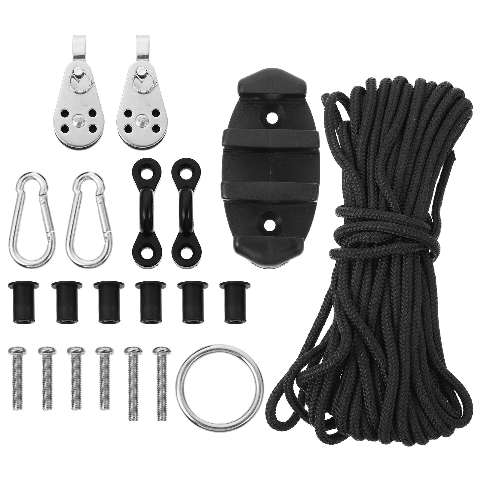 1 Set Kayak Anchor Trolley Kit Nylon Rope Pad Eye Anchor Cleat Pulley ...