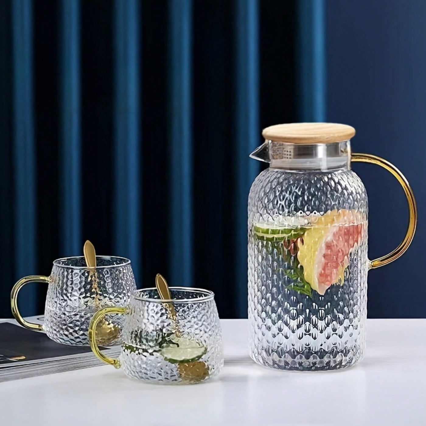 1 Set, Kettle With 4 Cups, 1800ml/60oz Stainless Steel Lid Glass Teapot ...