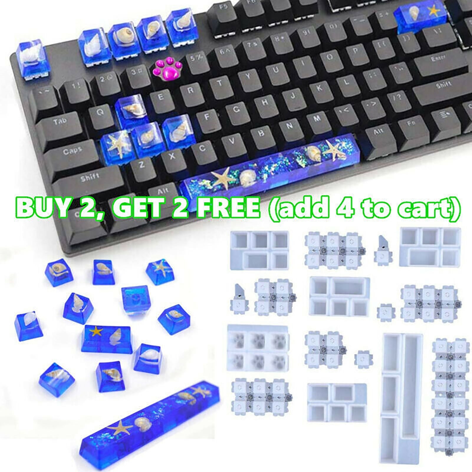 1 Set Keycap Molds Silicone kit Handmade Crystal Resin Molds for Key ...