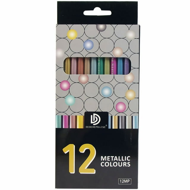 1 Set Kid's Metallic Colored Pencil Wooden Drawing Pencil 12 Colors ...