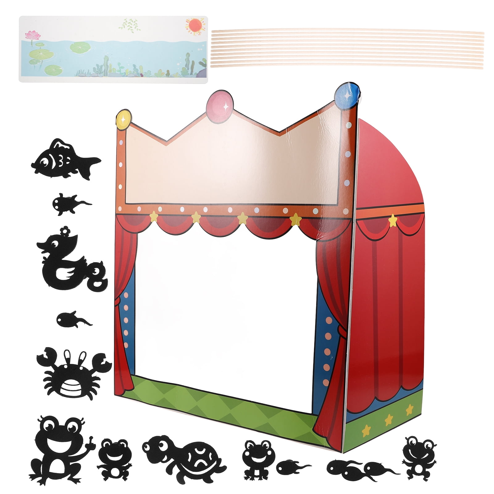 1 Set Kids Puppet Theater Shadow Puppet Craft Portable Puppet Stage ...