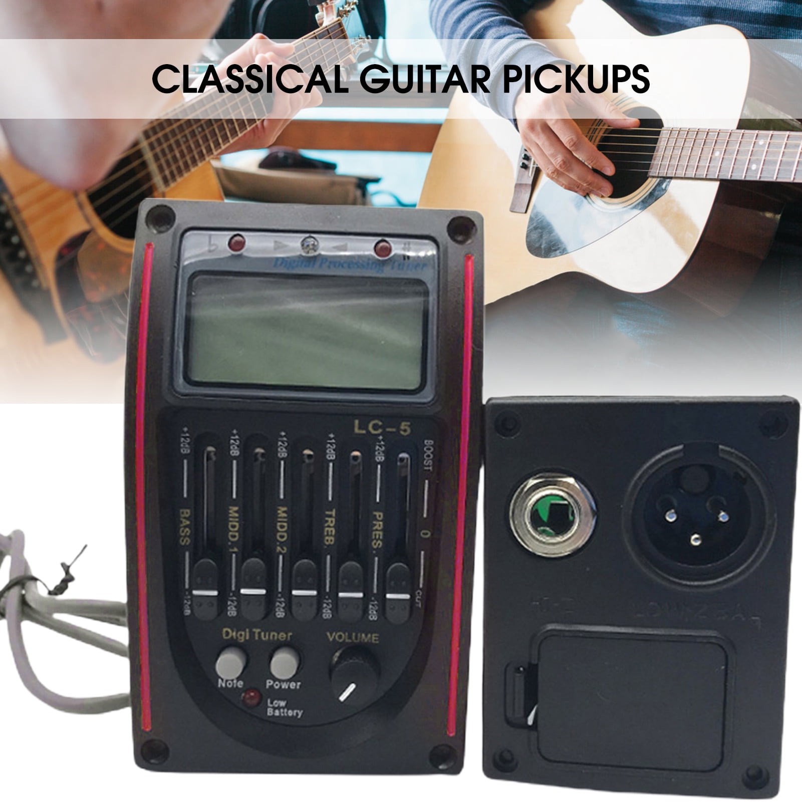 1 Set LC-5 Acoustic Guitar Pickup 5-Band EQ Equalizer System with ...