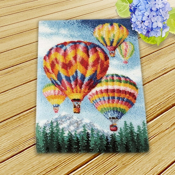 1 Set Latch Hook Kits Carpet Embroidery for Adults Kids Hot Air Balloon ...