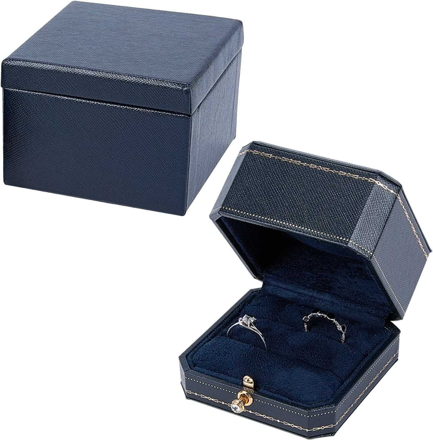1 Set Leatherette Paper Box Flip Cover Rings Box with Imitation Fur ...