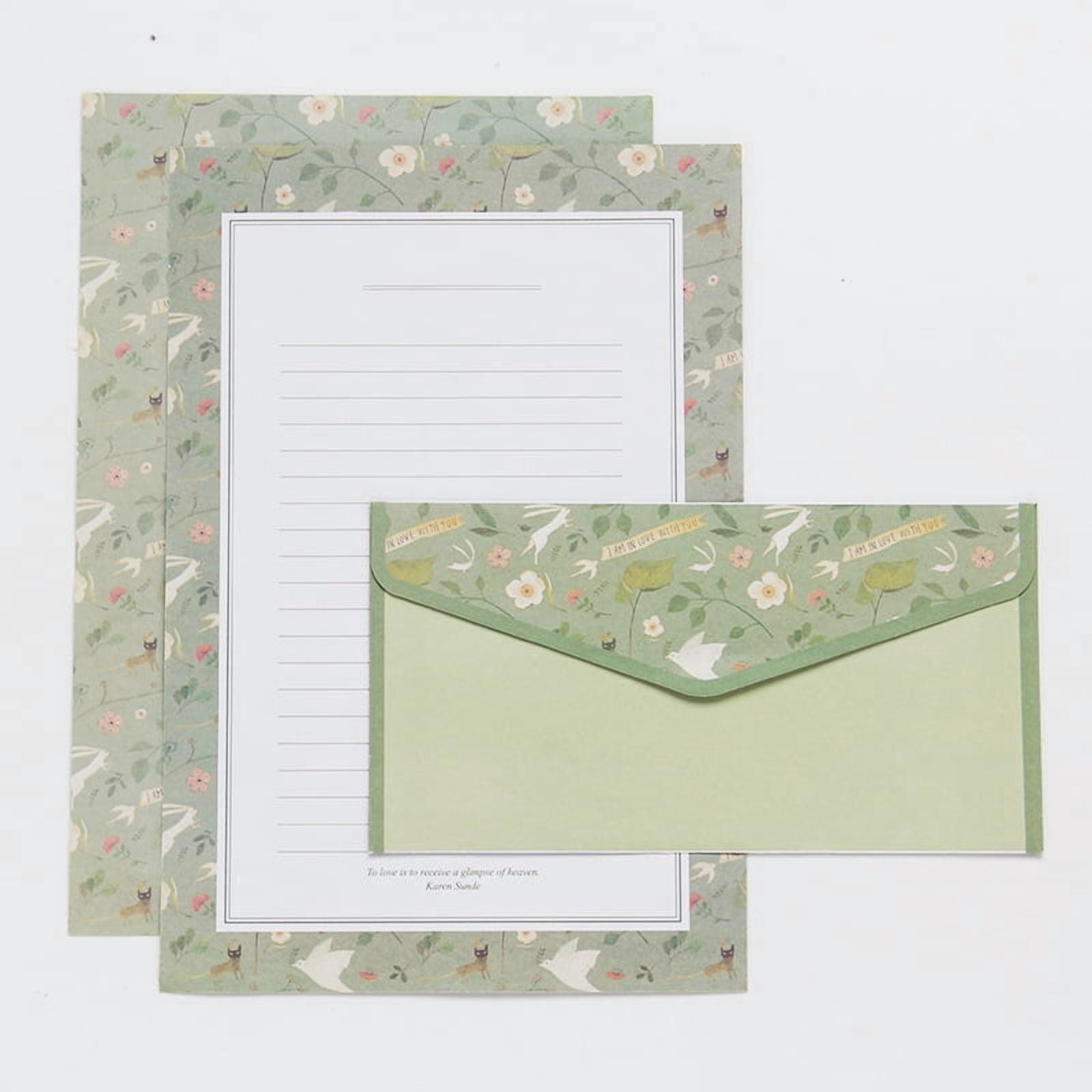 Worgeous 1 Set Lined Writing Paper and Envelopes Cute Floral Stationery ...