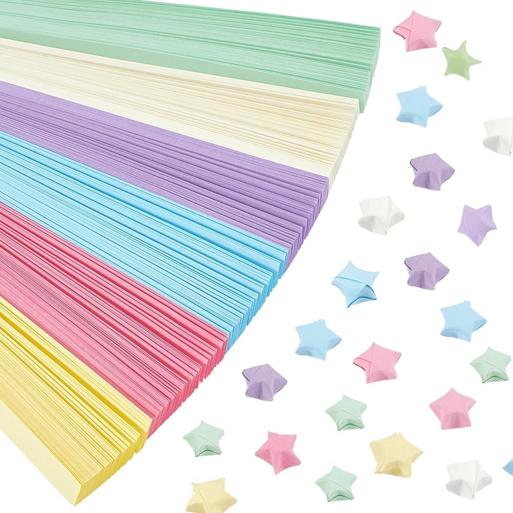 1 Set Lucky Star Origami Paper Glitter Powder & Luminous Style Folding ...