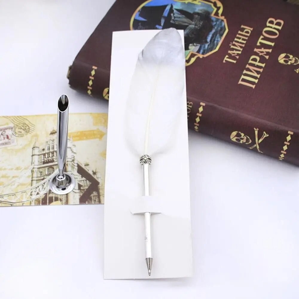 1 Set Luxury Vintage Turkey Feather Dip Fountain Pen + 5 Nibs English ...