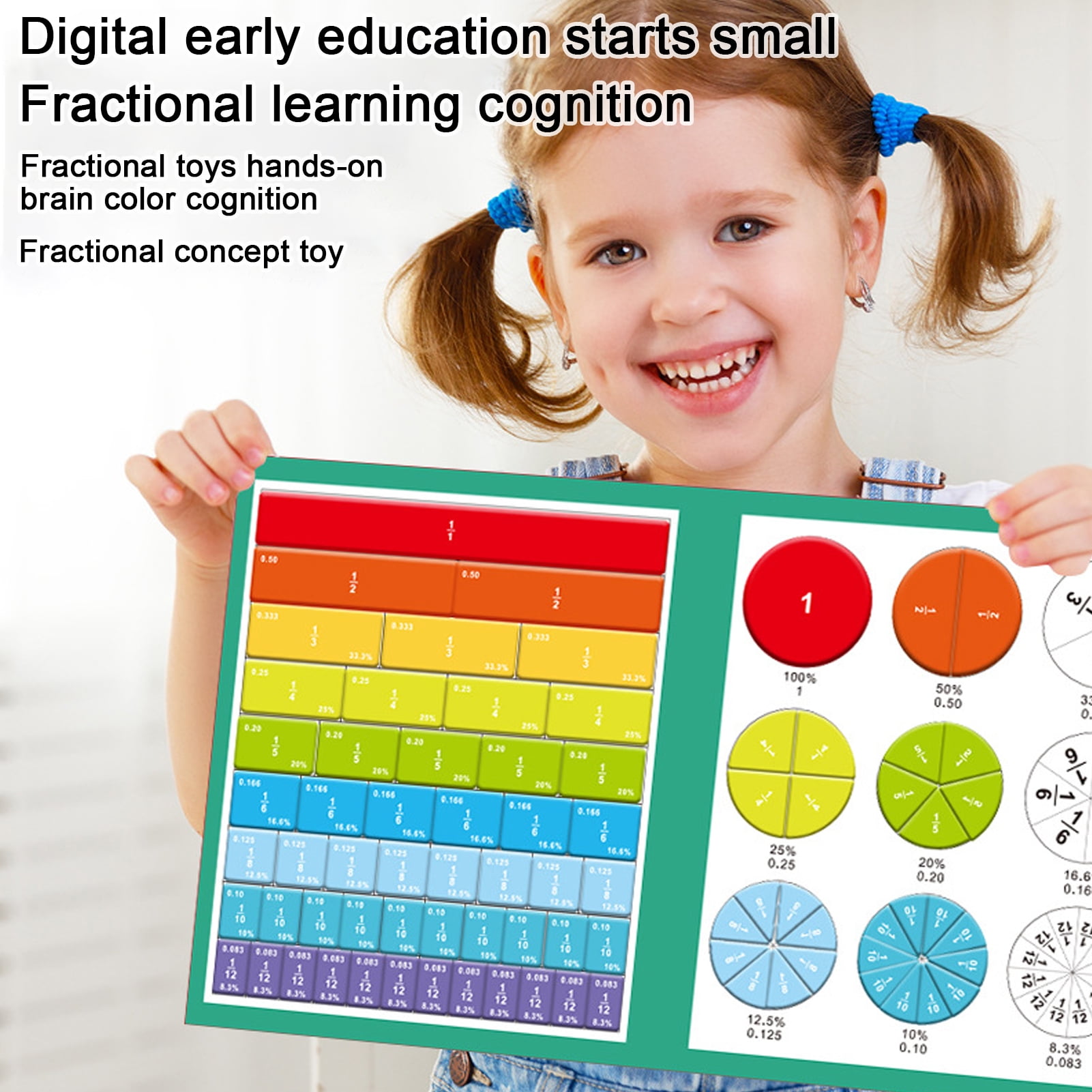 1 Set Magnetic Fraction Book Fraction Tiles Circles Percentage Decimal ...