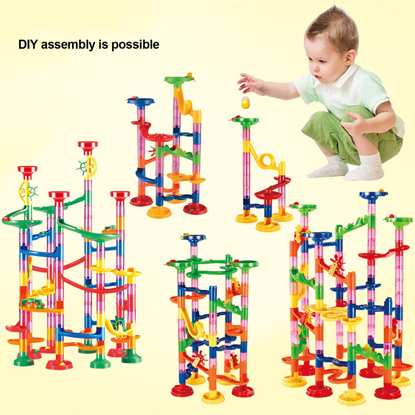 1 Set Marble Ball Run Curved Track Coaster Maze Toy for Kids DIY Marble ...