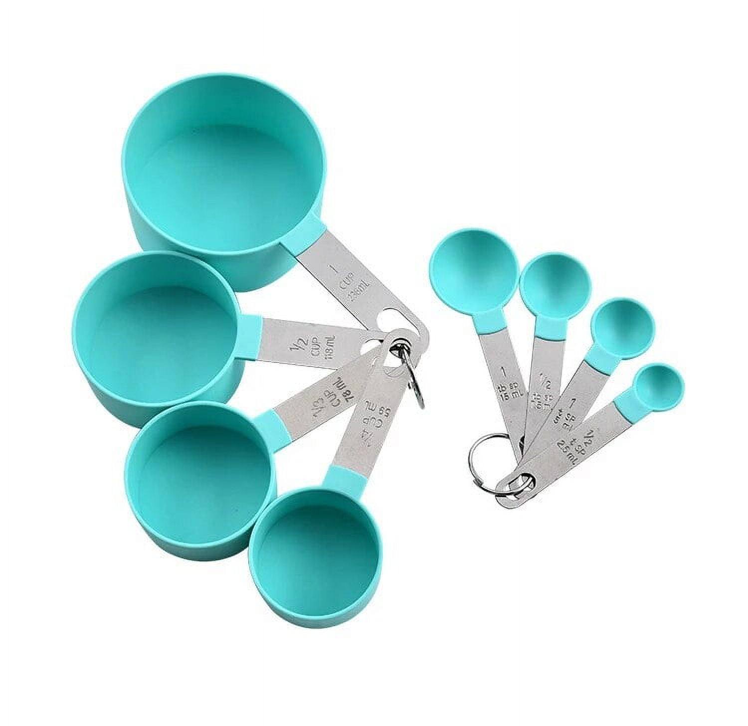 1 Set Measuring Cups And Spoons 8 Piece Stackable Stainless Steel ...