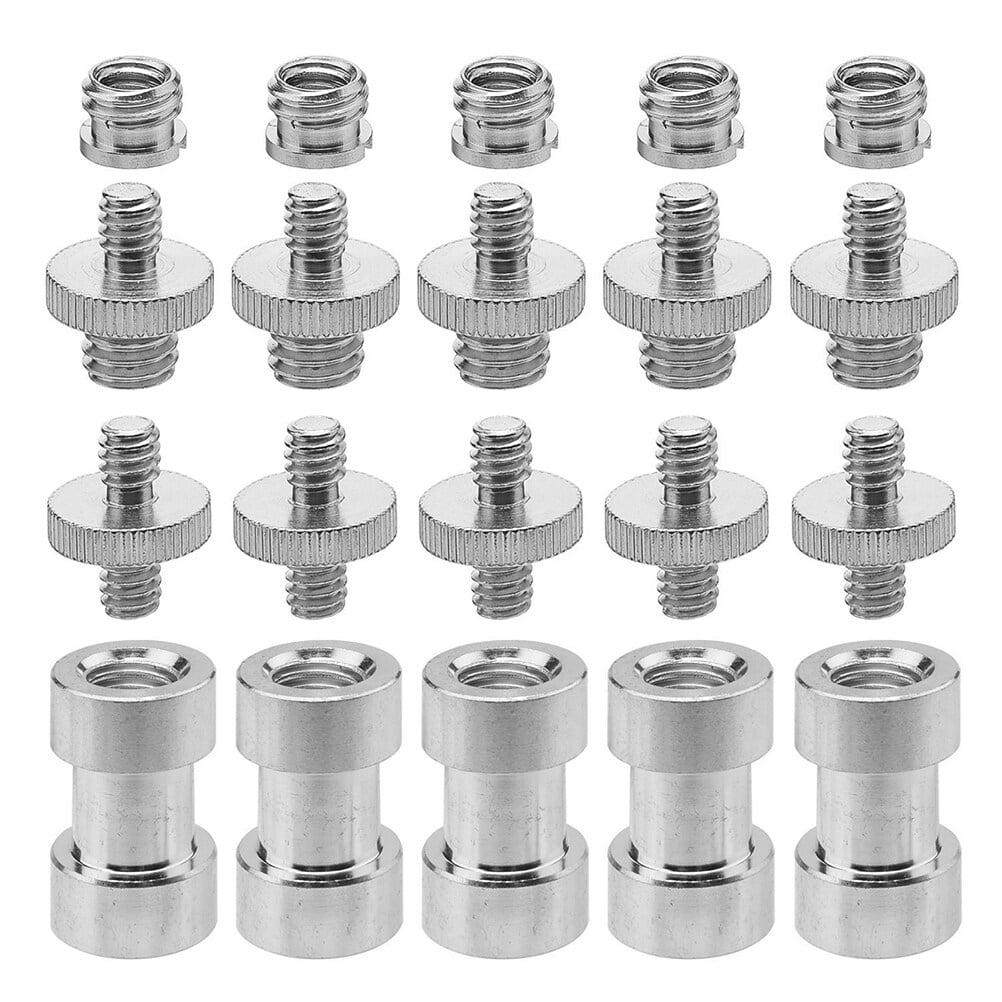 1 Set Metal 1/4 to 3/8 Screw Adapter Converter Threaded Screws Adapter ...