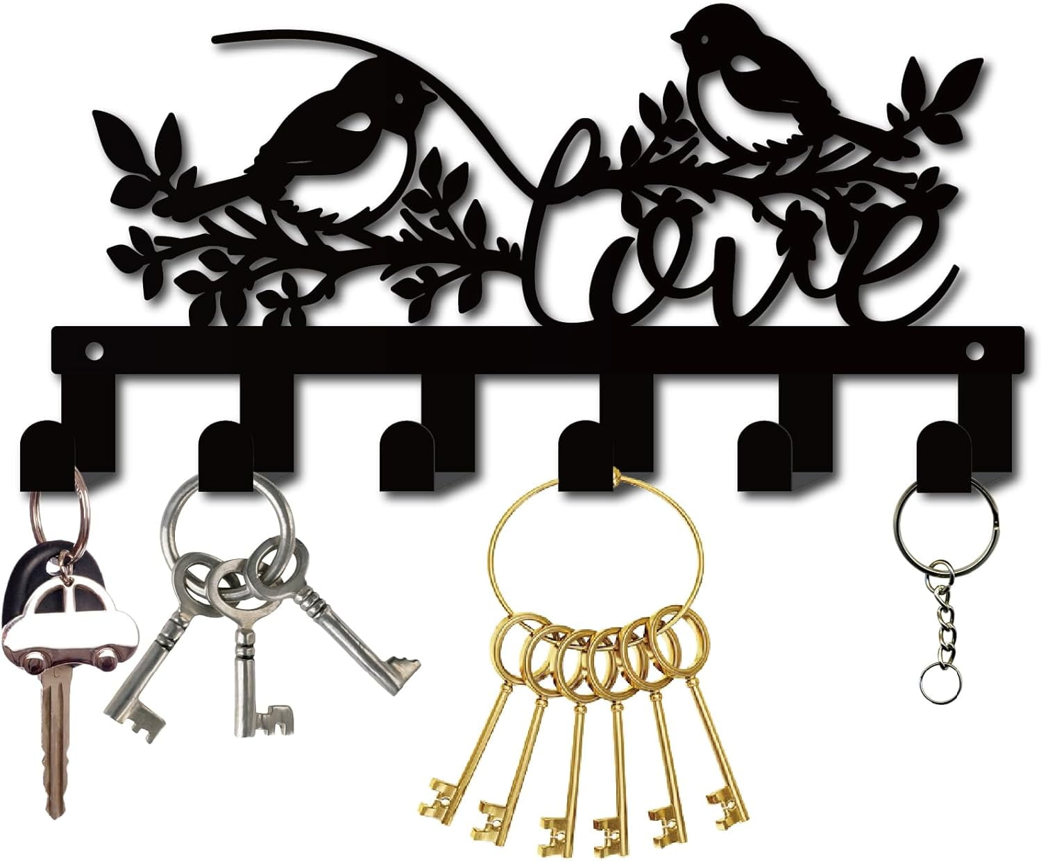 1 Set Metal Bird Coat Hook Love Birds Branch Pattern Key Holder Hanger ...