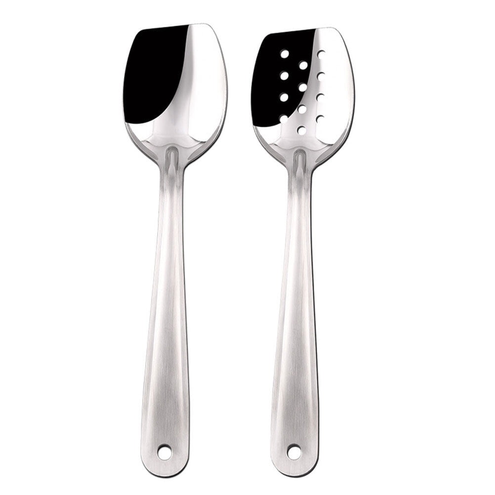 WEAVILUX 2Pcs Kitchen Slotted Spoons Lightweight Metal Spoons with ...