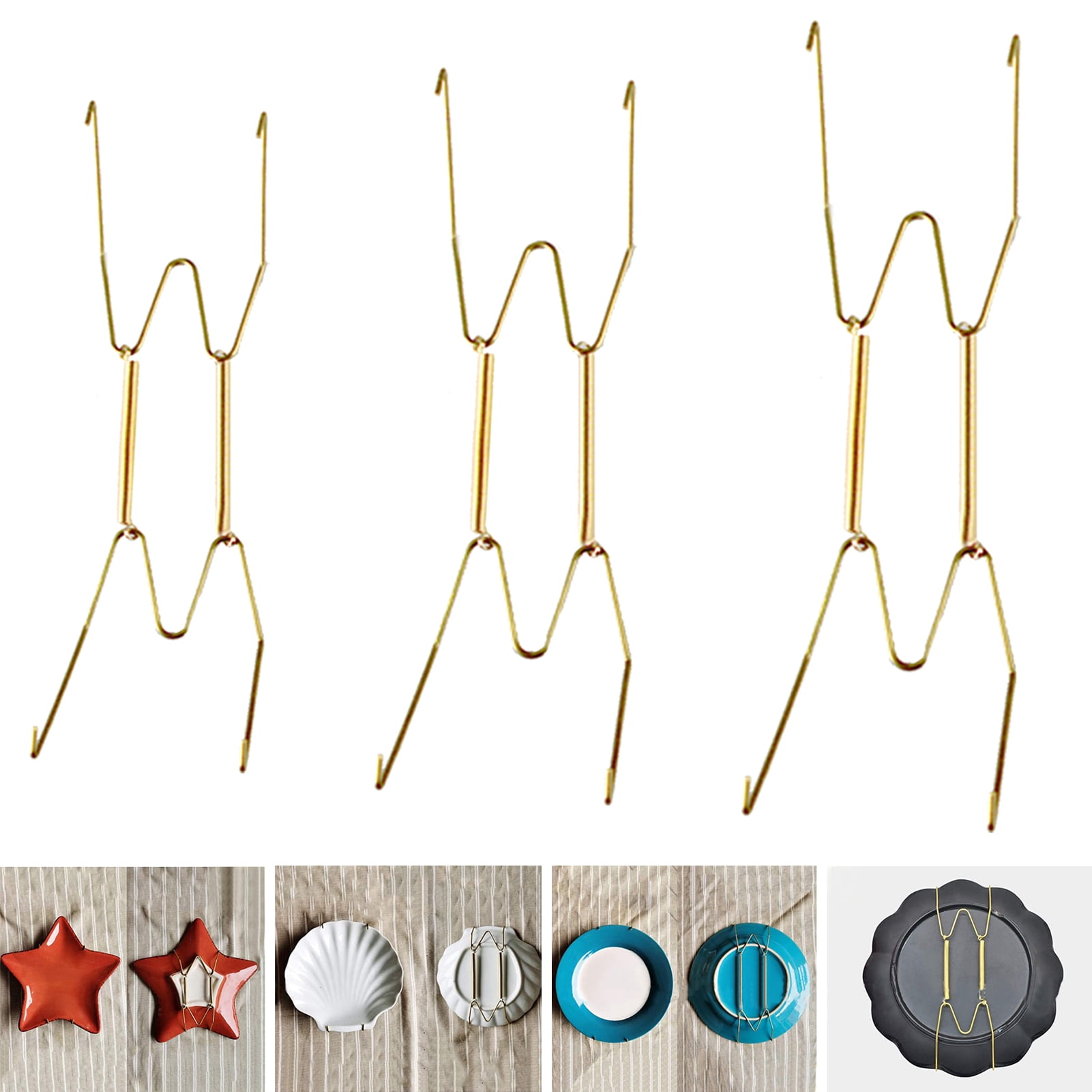 1 Set Metal Plate Spring Hanger with Wall Mount Hook Clear Protector ...