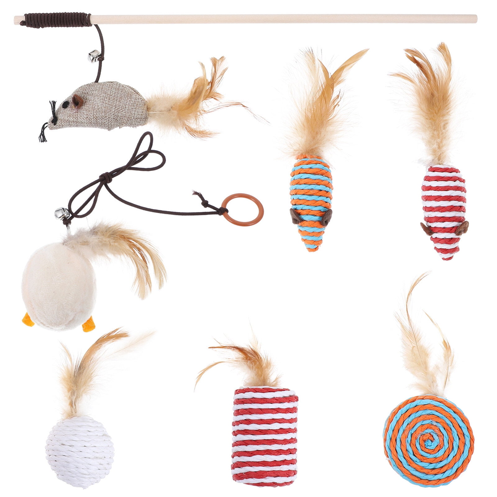 Howooi 1 Set Mice Feather Cat Flirting Stick Cat Interactive Pet Toys ...