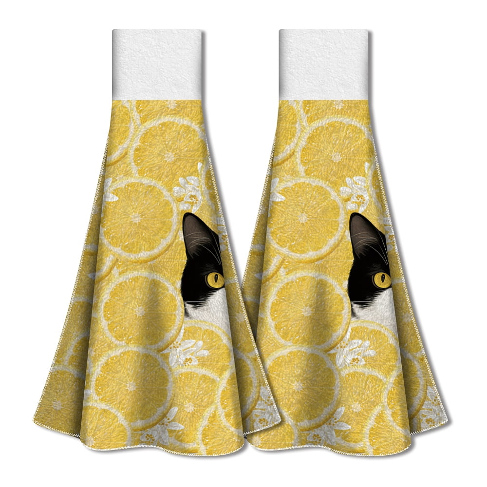 1 Set Microfiber Hanging Towel for Kitchen Cat Shape 345x315mm 2pcs/set ...