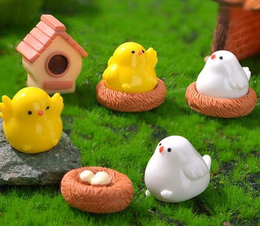 1 Set Mini Chicken Ornaments Miniature Animals Figurines Garden Chicken ...