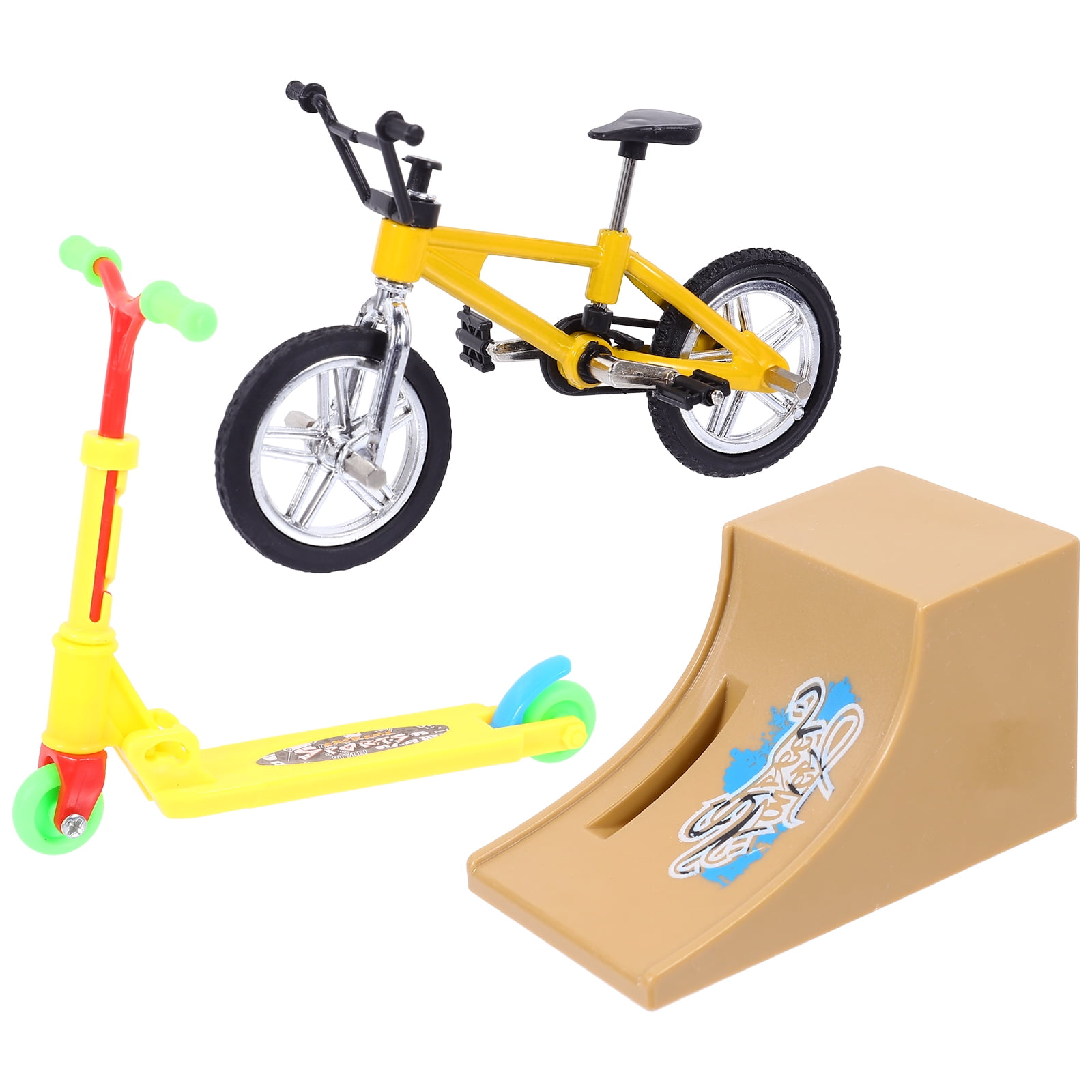 1 Set Mini Finger Toys Finger Bike Scooter Ramp Fingertip Sports Toys ...