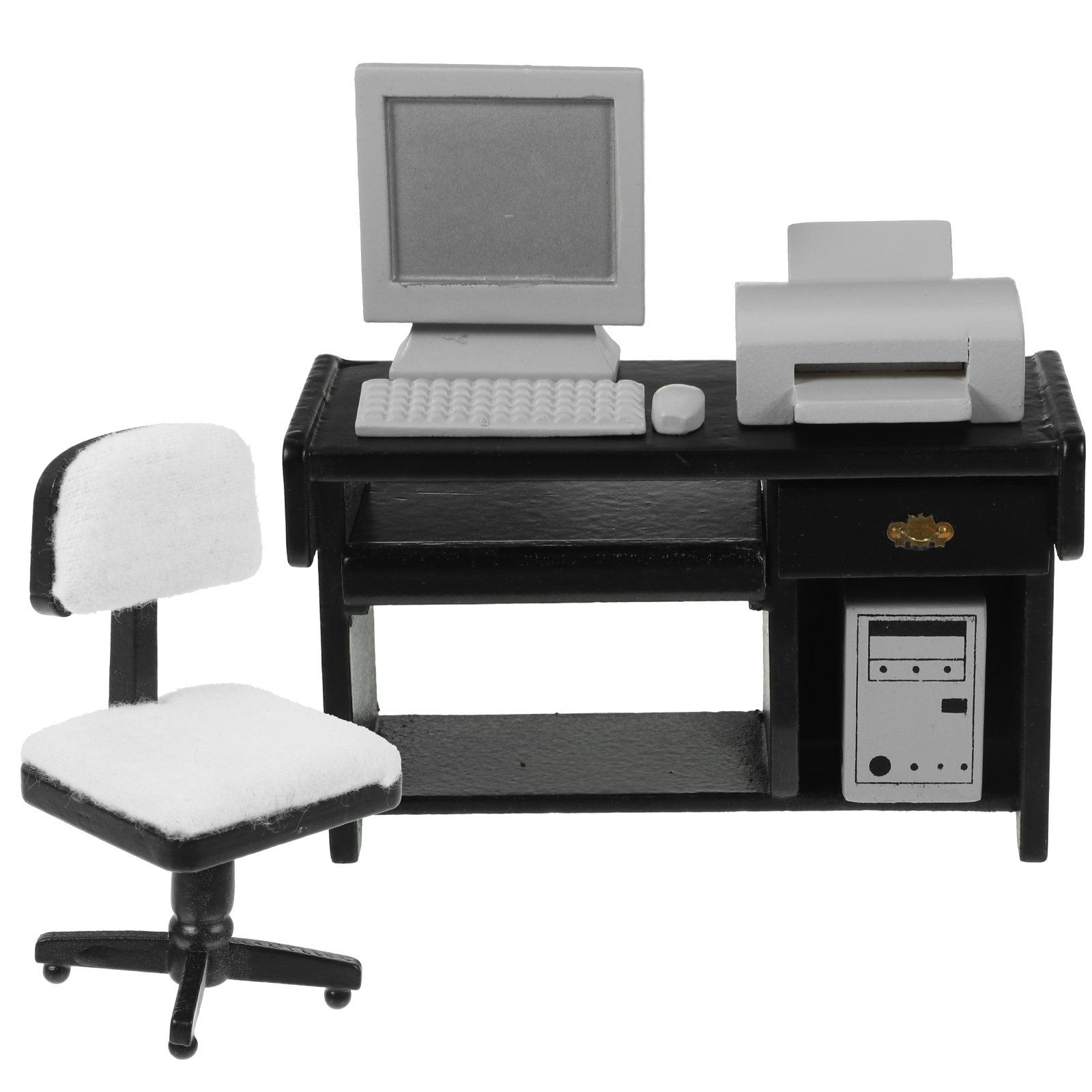 1 Set Mini Office Desk Toys Tiny House Computer Model Miniature Office ...