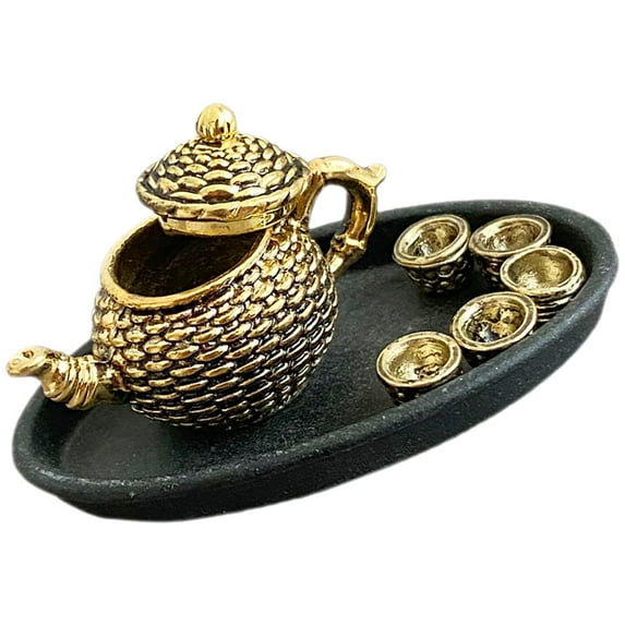 1 Set Mini Tea Set Mini House Metal Tea Set Mini House Decorative ...