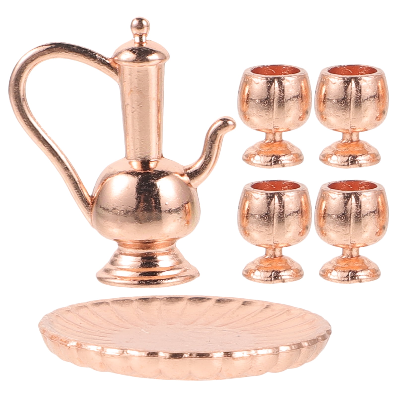 Miniature Tea Set with Gold Alloy Cups for Decoration and Play Pretend ...