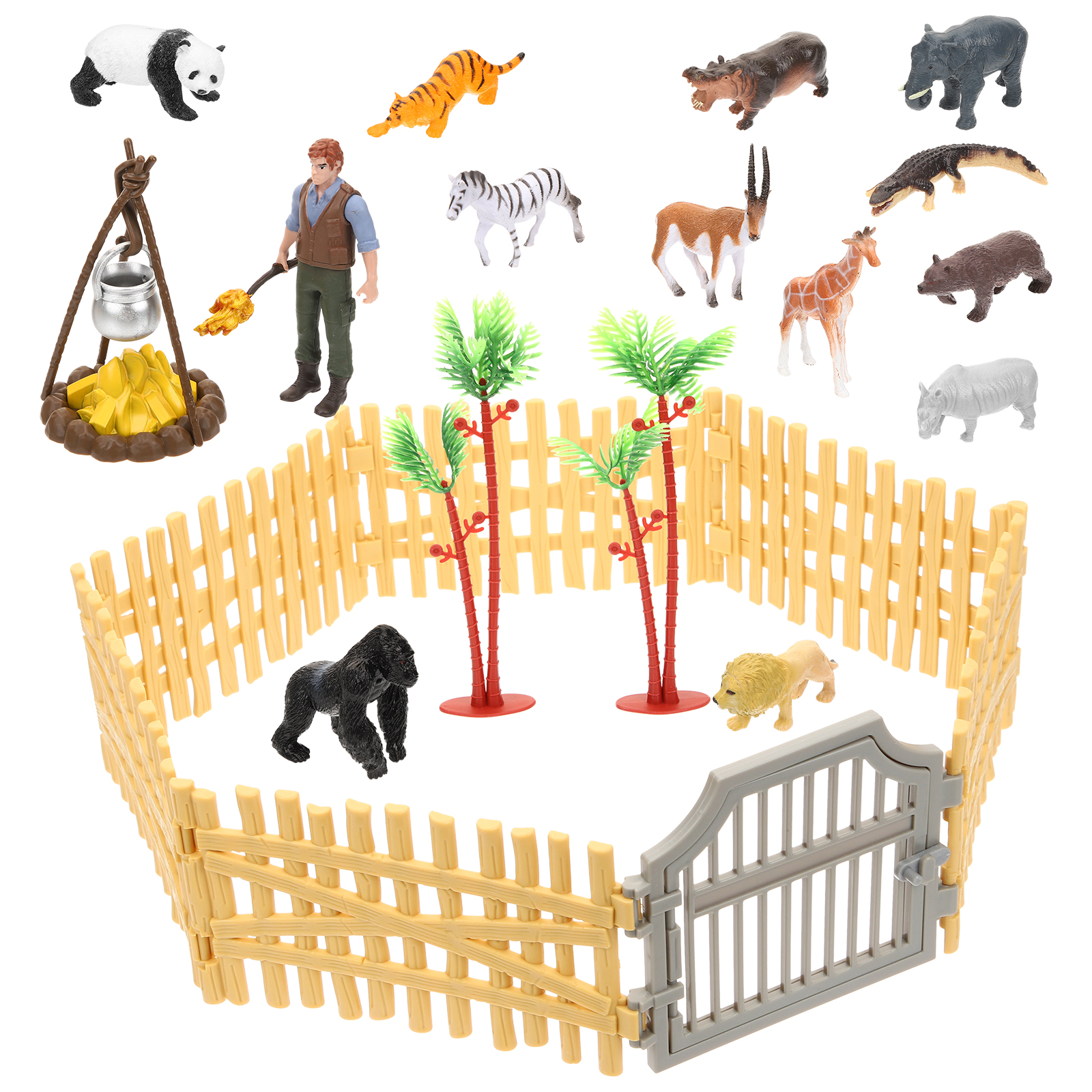 1 Set Miniature Animals Figurines Farm Fence Playset Plastic Farm ...