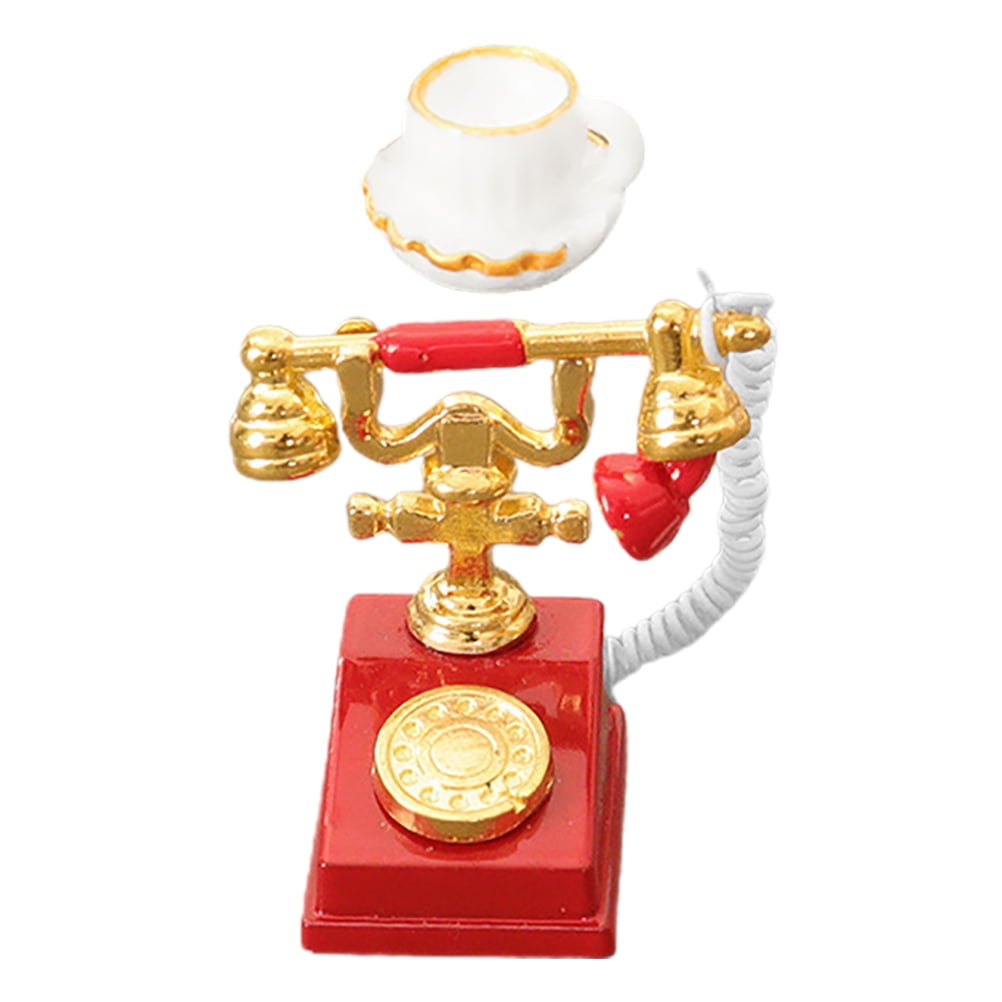 1 Set Miniature Dollhouse Retro Phones Cup Model Retro Miniature ...