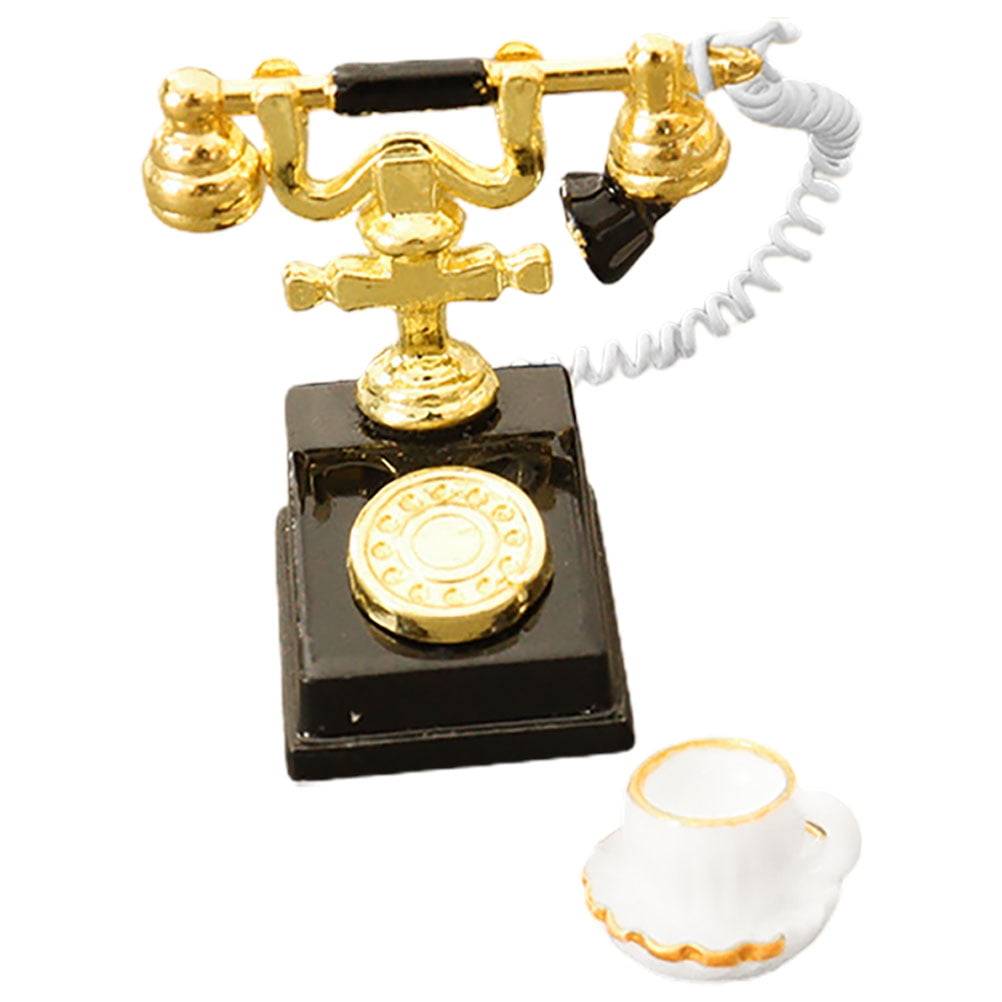1 Set Miniature Dollhouse Retro Phones Cup Model Retro Miniature ...