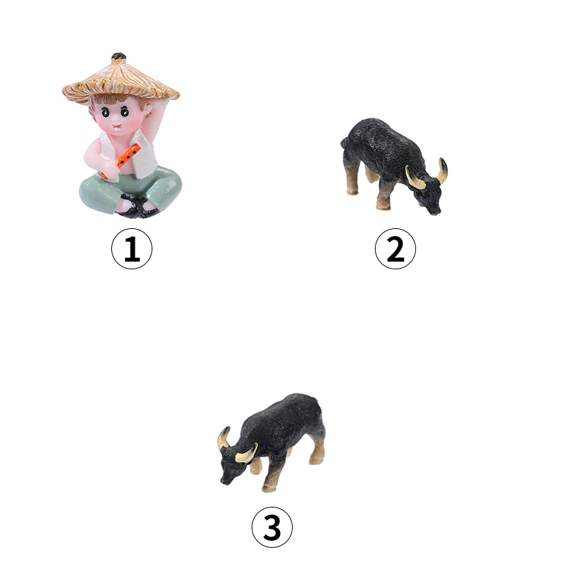 1 Set Miniature Farm People and Animals Figures Tiny Resin People ...