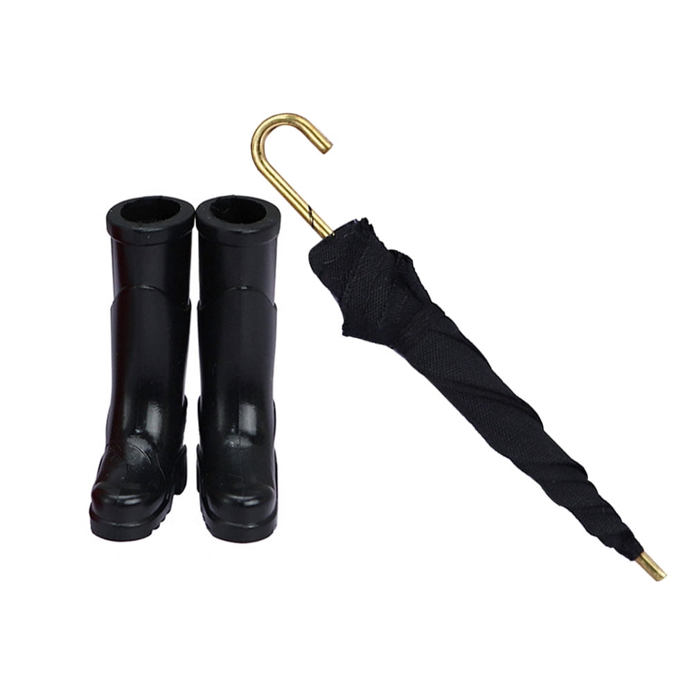 1 Set Miniature Rain Boots Toy House Rain Shoe Miniature Umbrella Decor ...