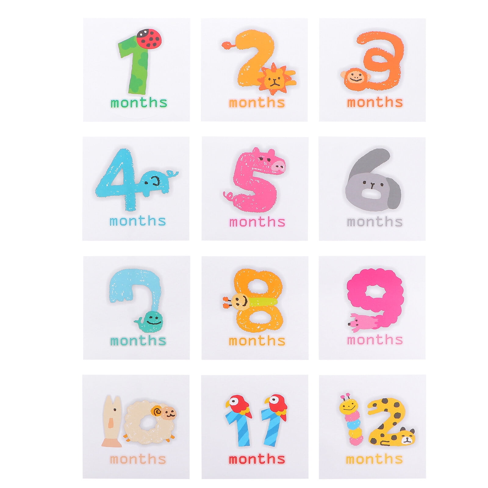 1 Set Animal Shaped Number Stickers for Baby's First Year Monthly ...