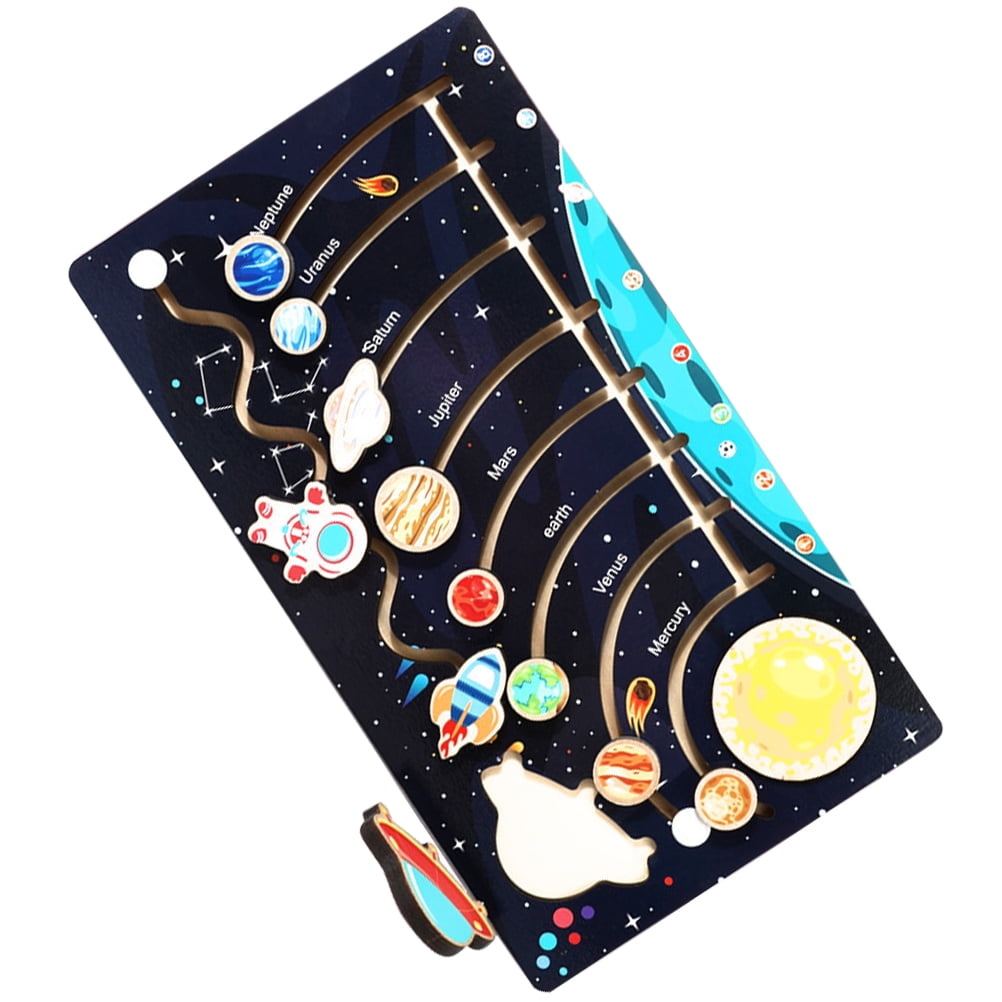 1 Set Movable Solar System Puzzle Wooden Space Toy Planets Puzzle for ...