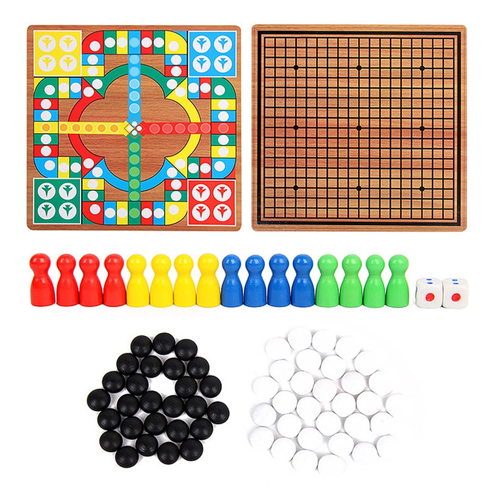 1 Set Multi-function Game Chess Wooden Flying Chess Five-in-a-row Chess ...