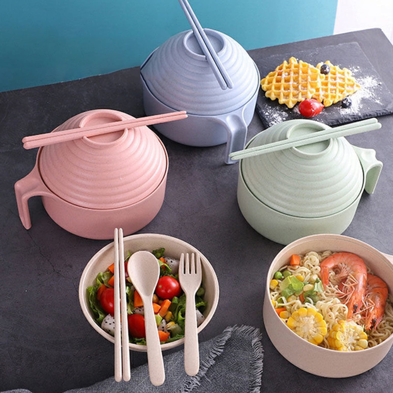 1 Set Multi-use Noodle Bowl Food Grade Heat-resistant with Lid And ...