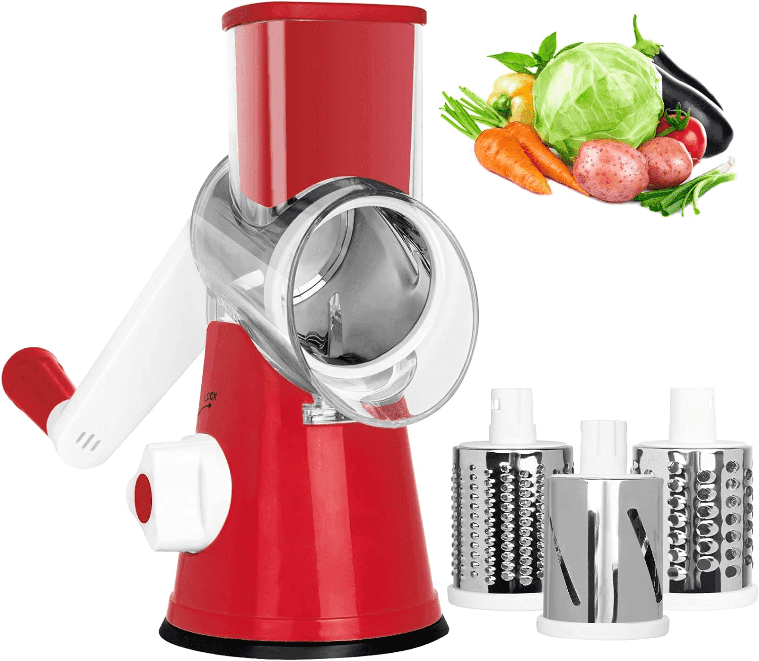 Premium Kitchen Rotary Grater and Food Slicer: Handheld Parmesan Cheese ...