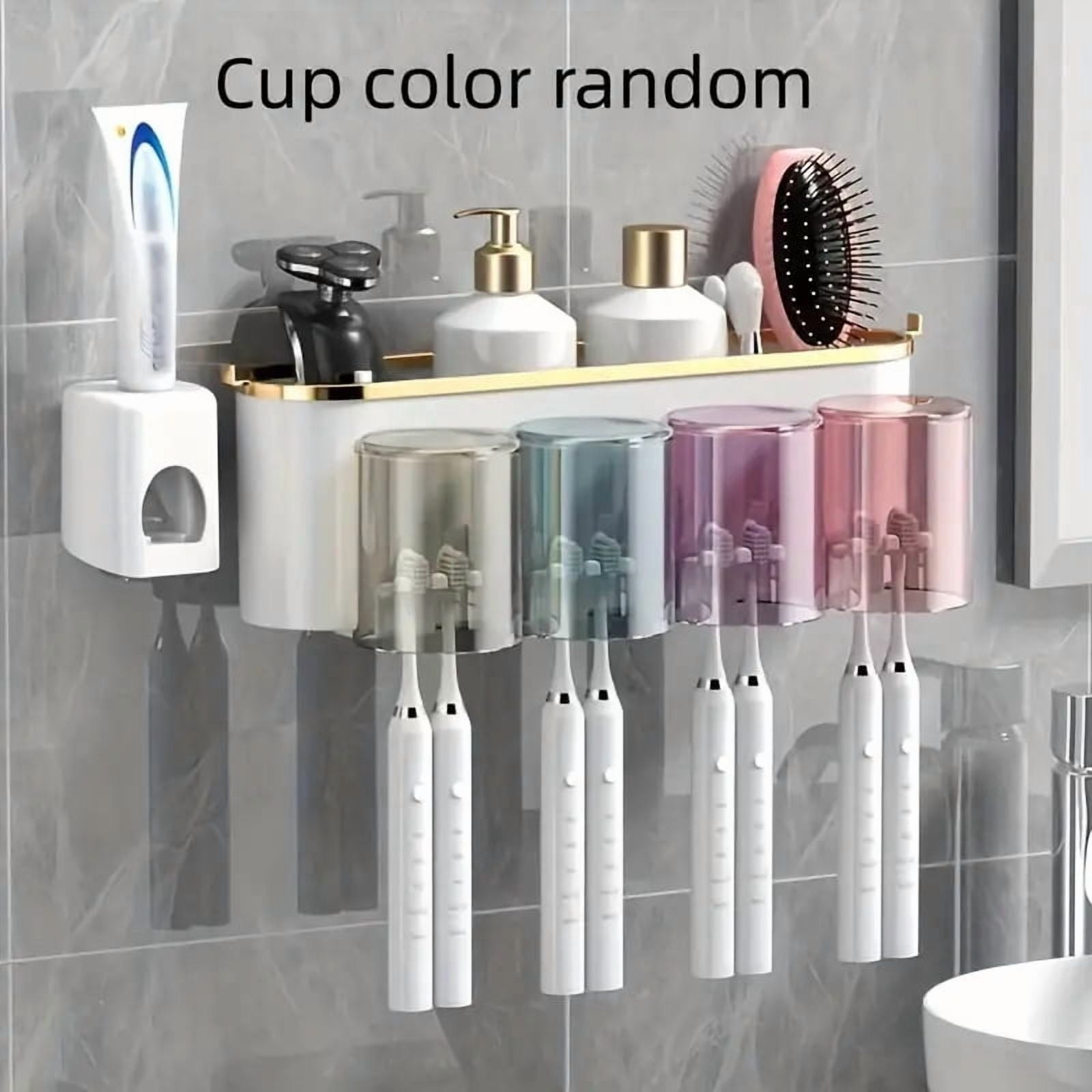 1 Set Multifunctional Toothbrush Rack and Mug Holder Wall Mounted ...