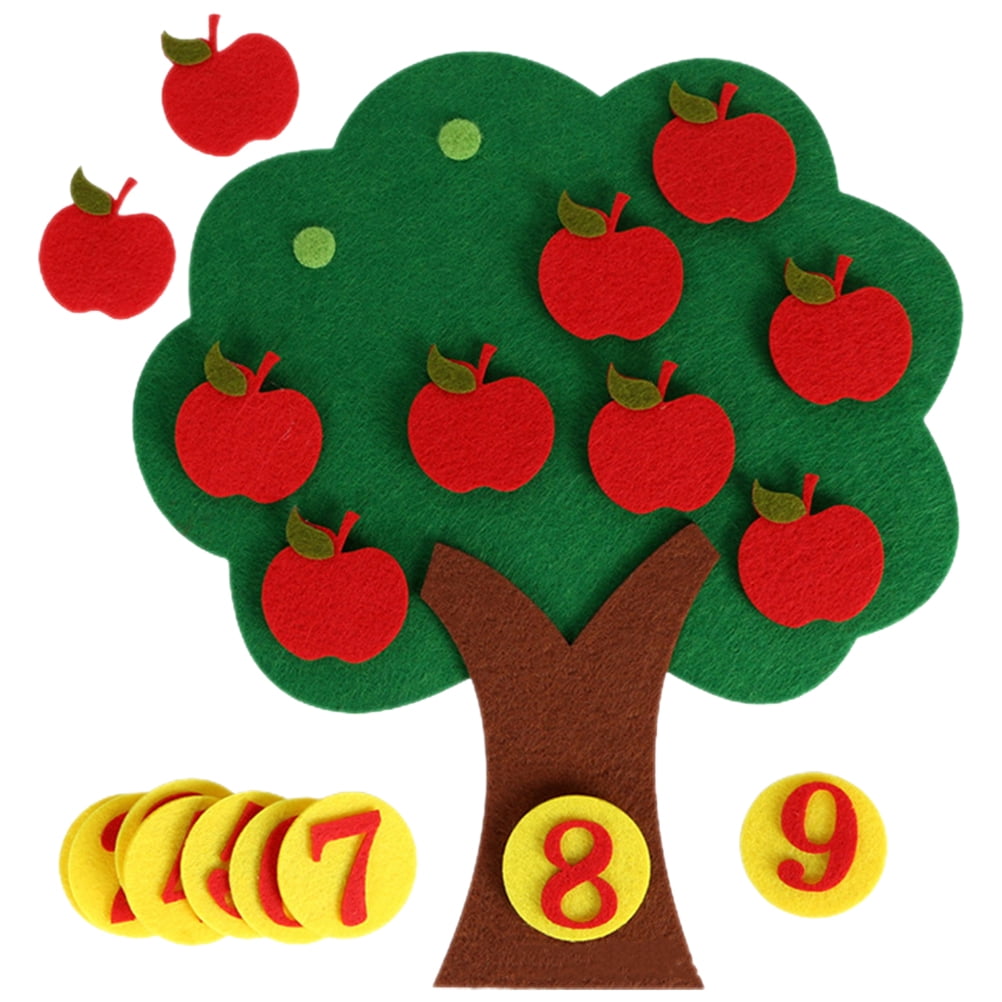 1 Set Non-woven Apples Tree Digital Cognitive Pairing Toy Counting ...