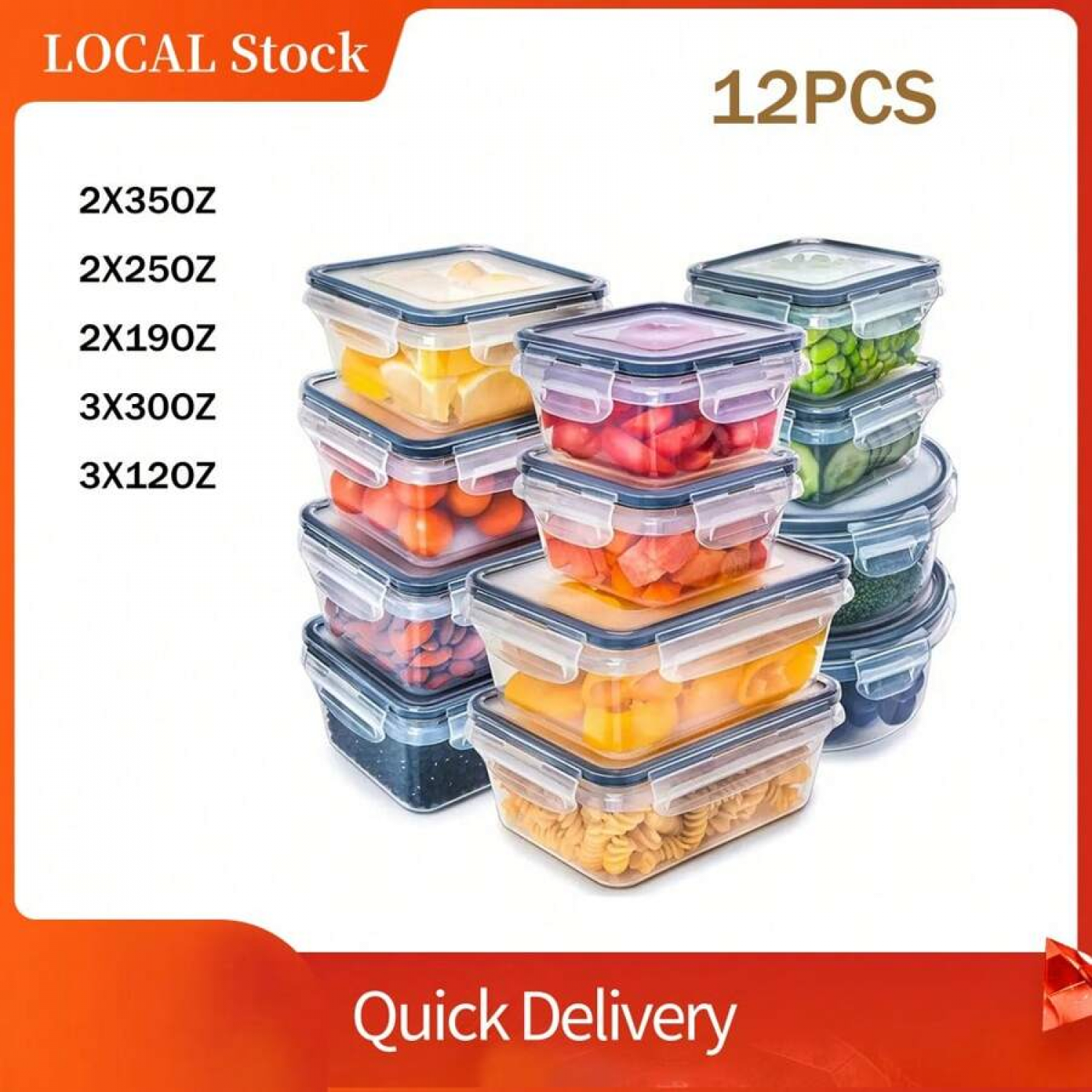 1 Set Of 12 Kitchen Storage Containers For Freshness, Sealed Box For ...