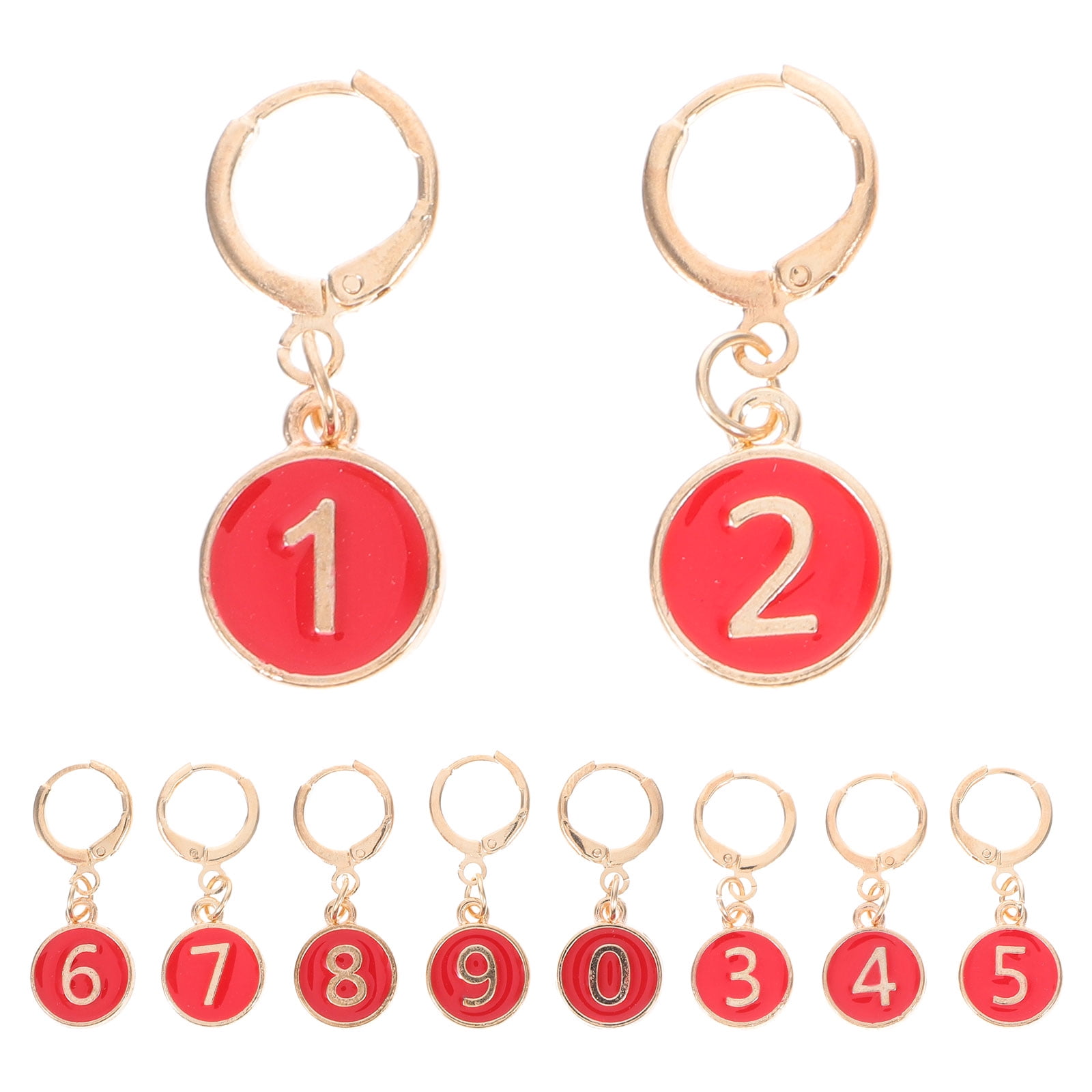 OUNONA Knitting Row Counter Alloy 1 Set for Beginners Red Numbered ...