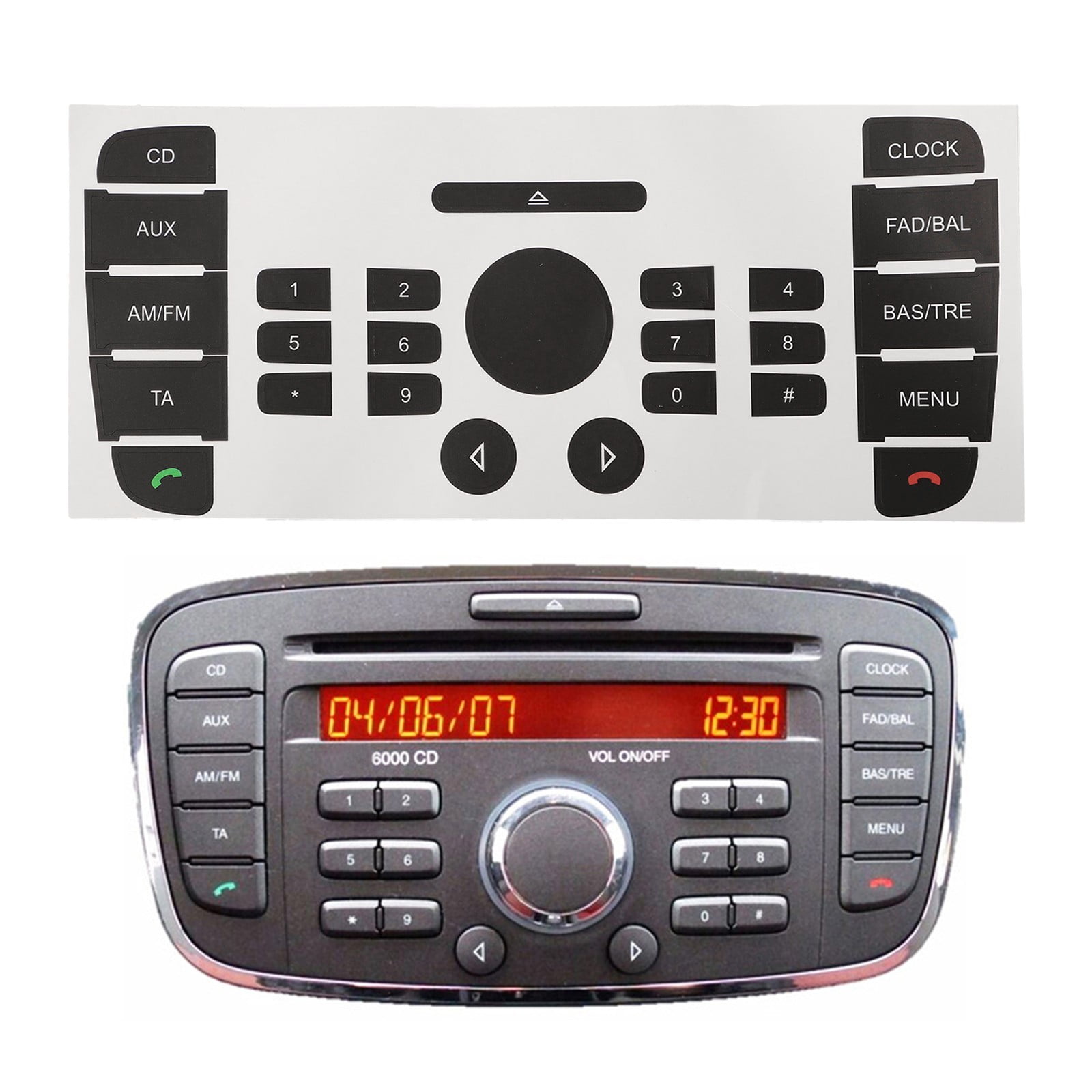 1 Set Of Car Center Console Stickers To Repair The Buttons For 6000 Cd ...