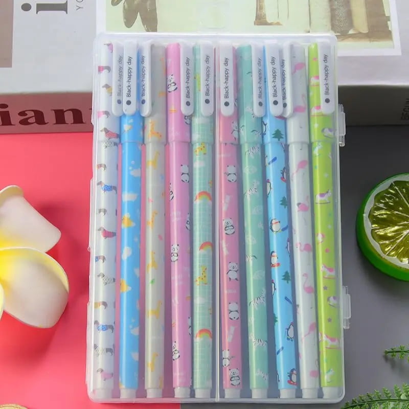 1 Set Of Pen Colorful Colored Gel Pen AnimAl Marker Floral Box With ...
