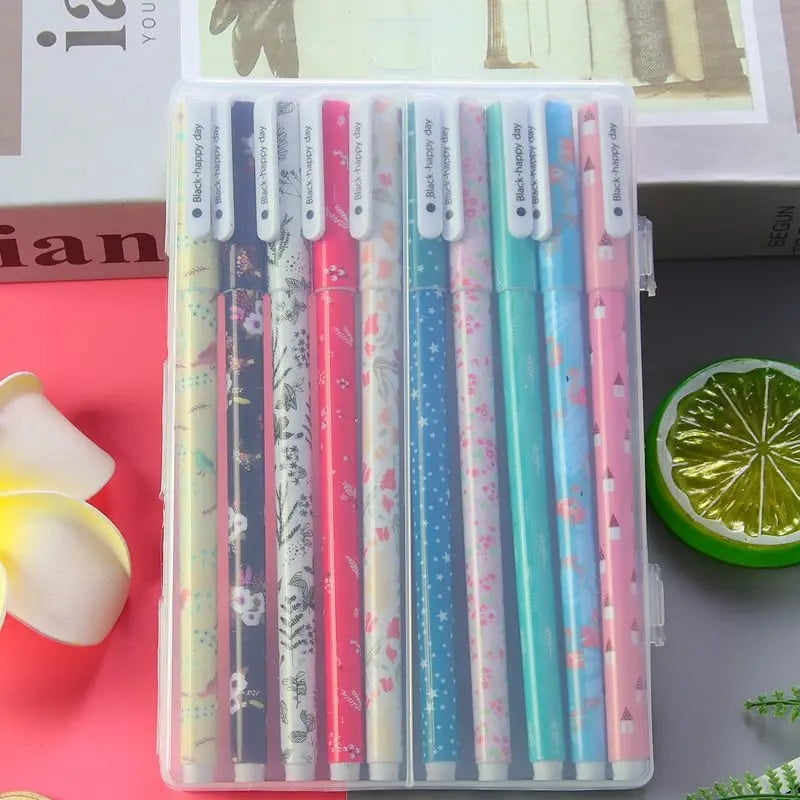 1 Set Of Pen Colorful Colored Gel Pen AnimAl Marker Floral Box With ...