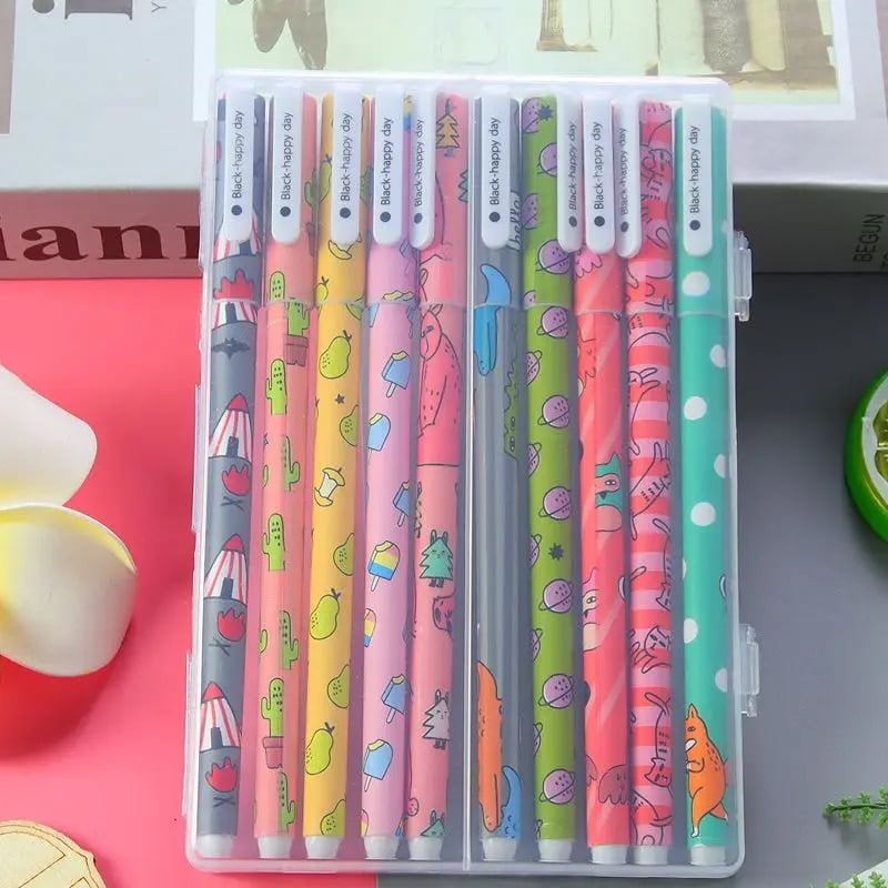 1 Set Of Pen Colorful Colored Gel Pen AnimAl Marker Floral Box With ...