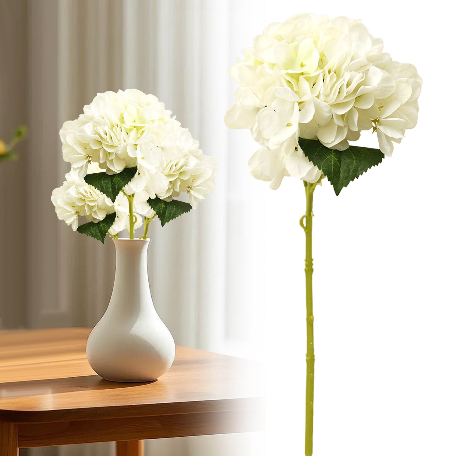 1 Set Of White Hydrangea Flowers Artificial Hydrangea Flowers with ...