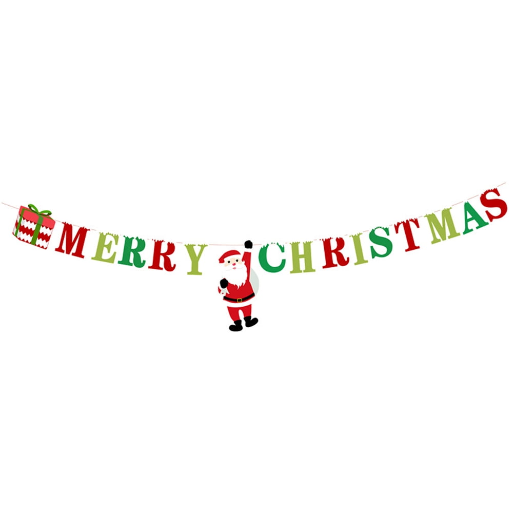 Merry Christmas Paper Flags Bunting Banner for Home Office Multi Color ...